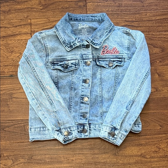 Barbie | Jackets & Coats | Barbie Denim Jacket With Pink Logo | Poshmark